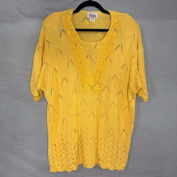 bright lights | Tops | Vintage 7s Bright Lights Usa Yellow Cotton Knit ...